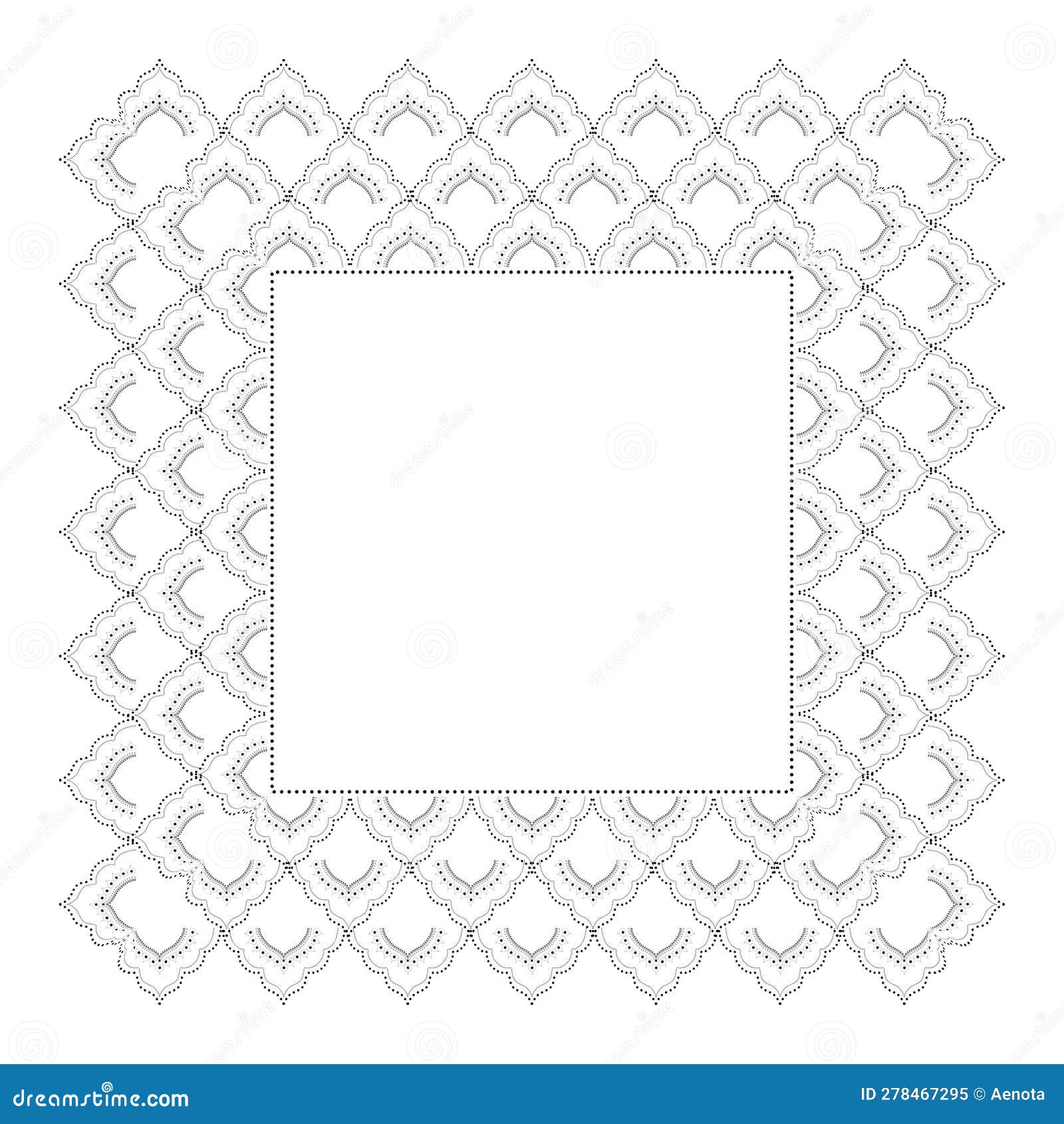 Indian Filigree Dotted Ornament Openwork Square Frame Stock ...