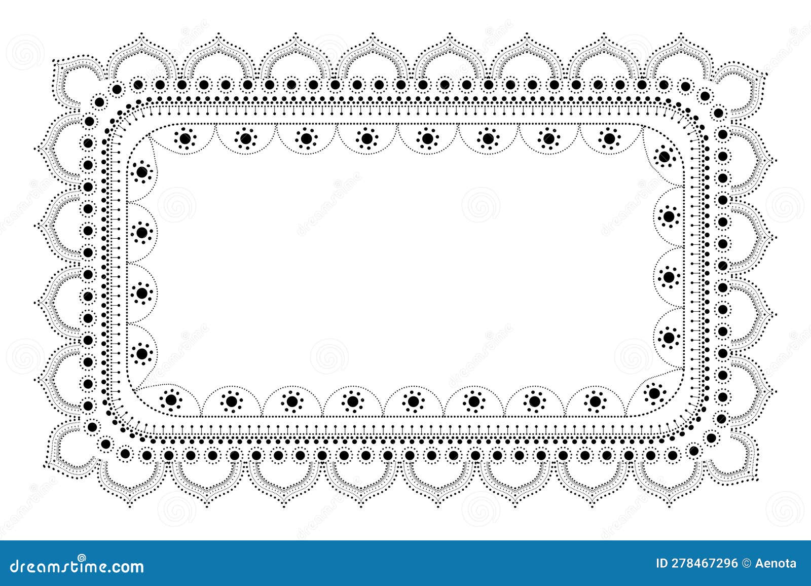 Indian Filigree Dotted Ornament Vector Rectangulare Frame Stock Vector ...