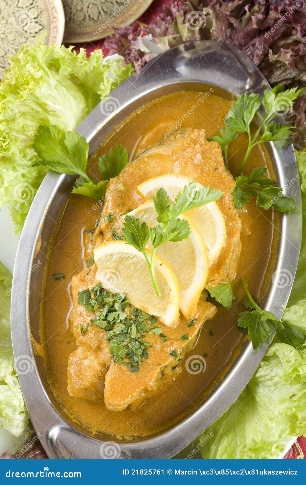 Indian Fish Thali From An Indian Cuisine, Consists Of Fish Fry,fish ...