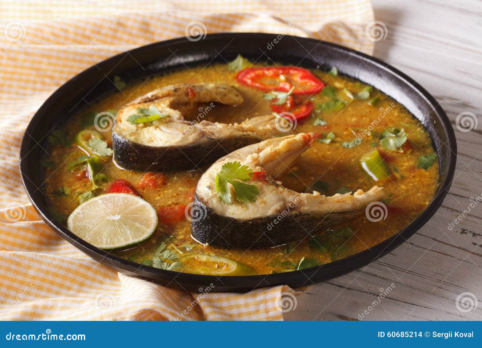Indian Fish Thali From An Indian Cuisine, Consists Of Fish Fry,fish ...