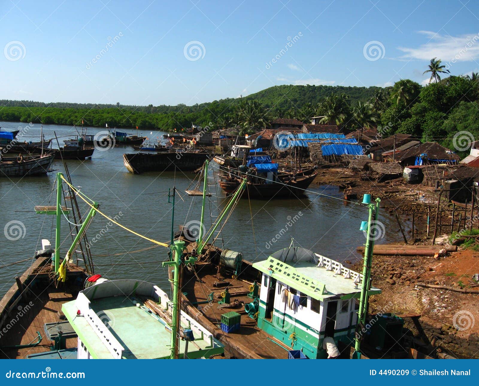 Indian Fishing Village Harbor Stock Image - Image of village, asia: 4490209
