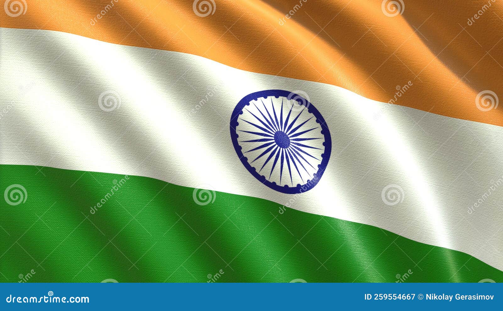 Indian Flag Blowing in the Wind 3d-rendering Stock Illustration ...