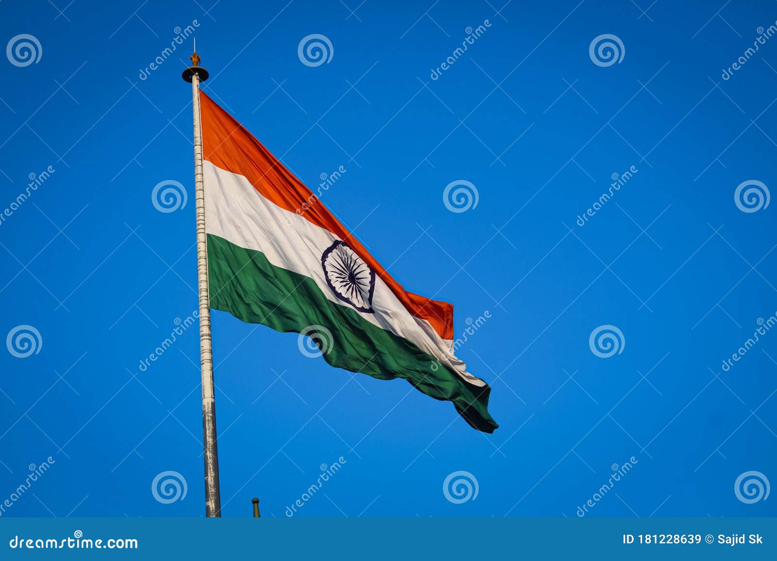 A Indian Flag Flying Front of India Get Stock Image - Image of curve ...