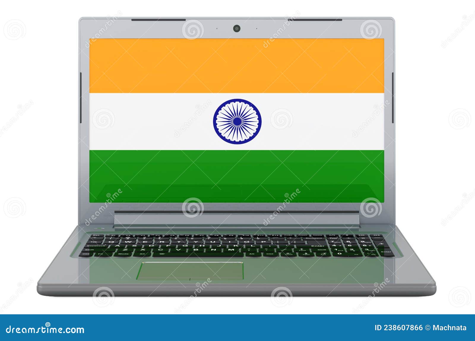 Indian Flag on Laptop Screen. 3D Illustration Stock Illustration ...