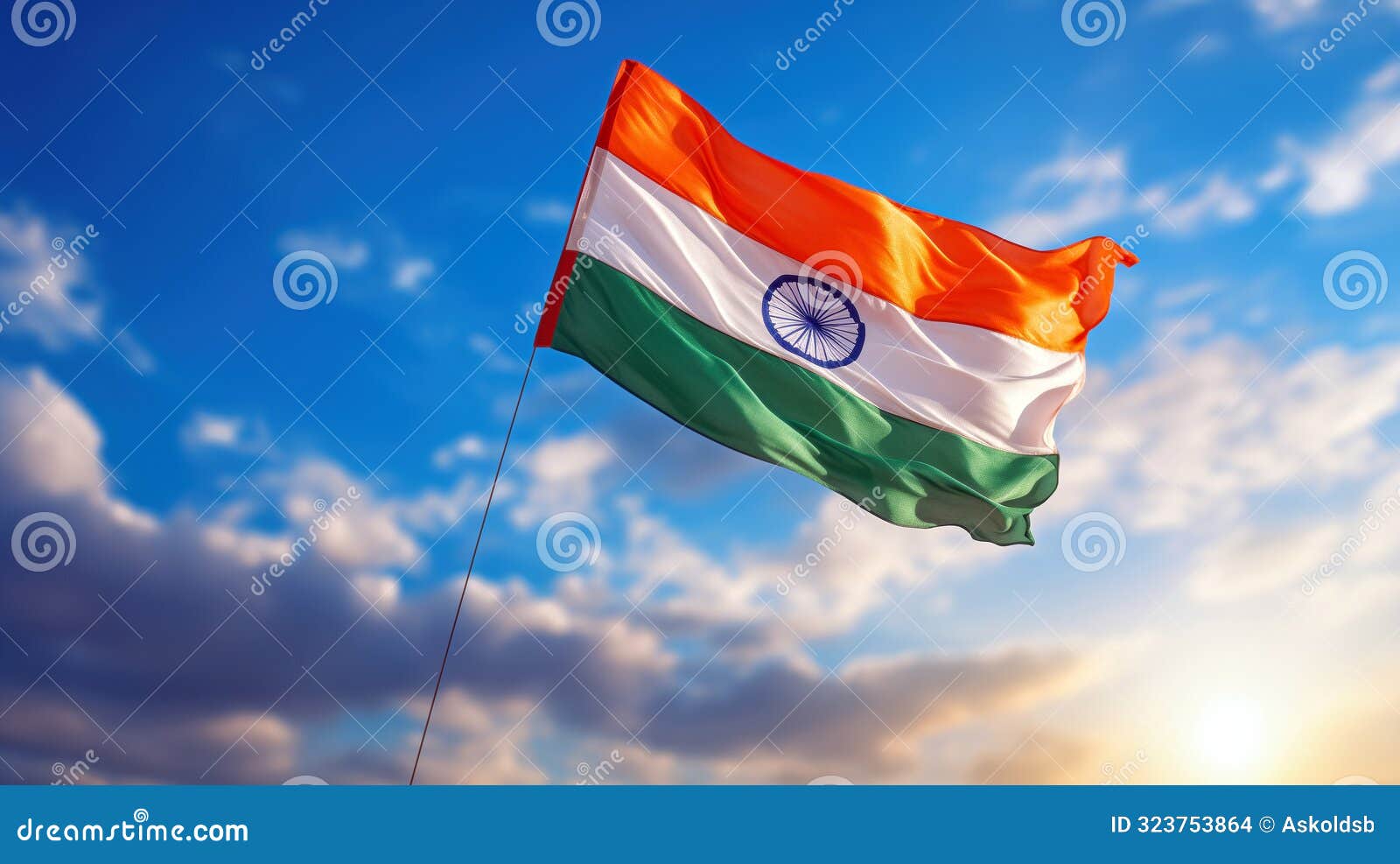 An Indian Flag Waving in the Wind on a Sunny Day Stock Illustration ...
