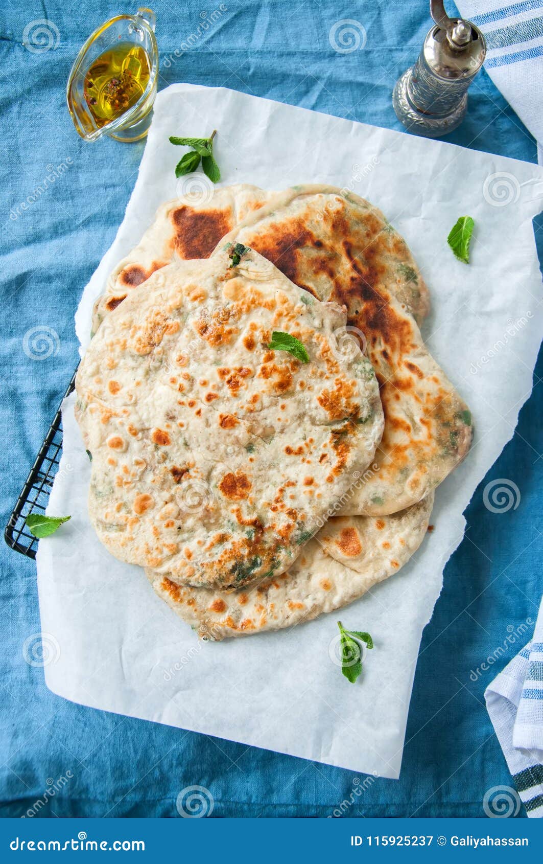 Indian Flatbread - Herb Stuffed Paratha Stock Image - Image of ...