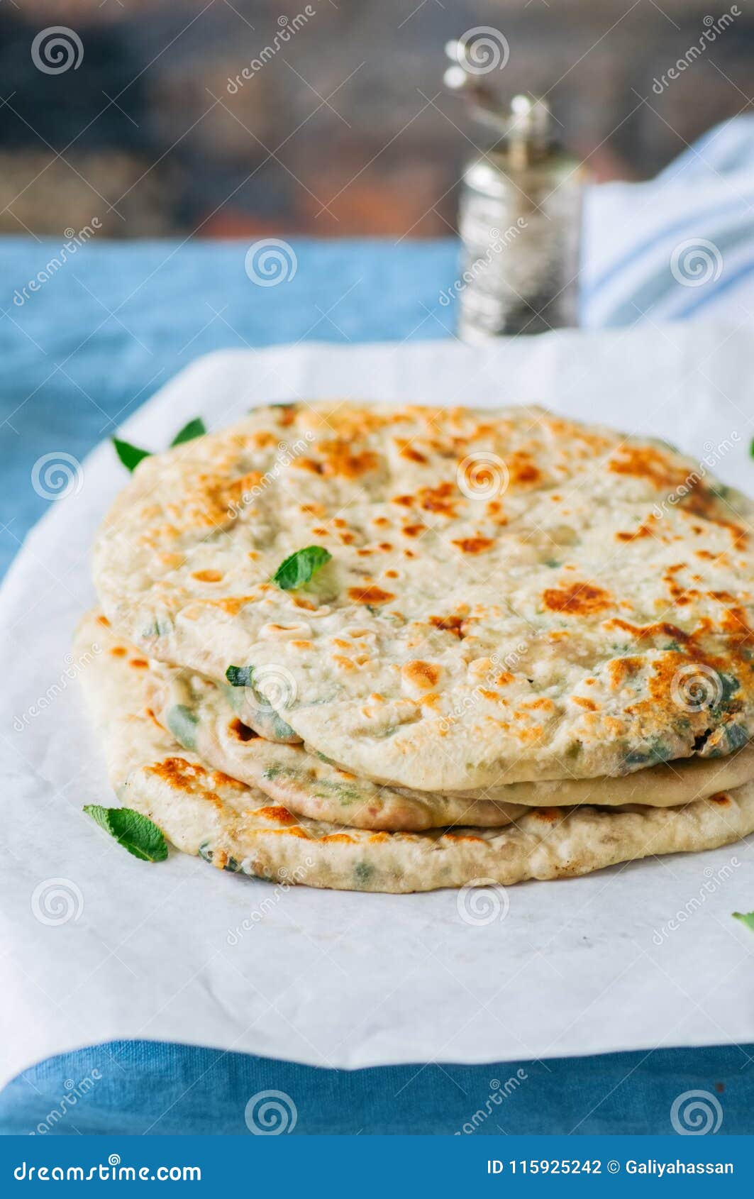 Indian Flatbread - Herb Stuffed Paratha Stock Photo - Image of meal ...
