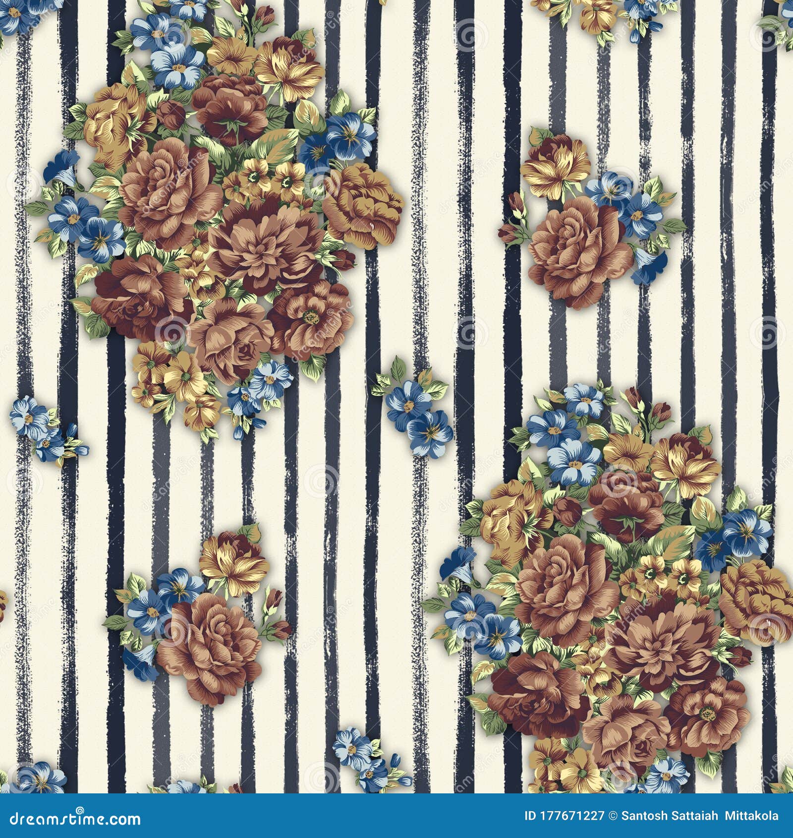 Indian Flower Pattern,seamless Design on Stripe Background Stock ...