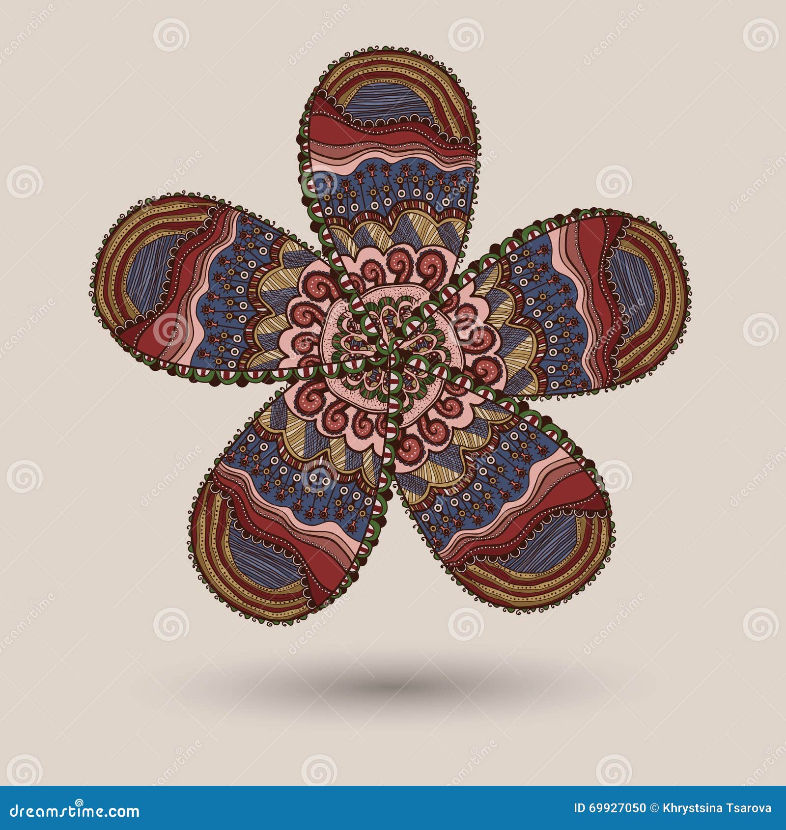 Indian flower stock vector. Illustration of folk, indian - 69927050