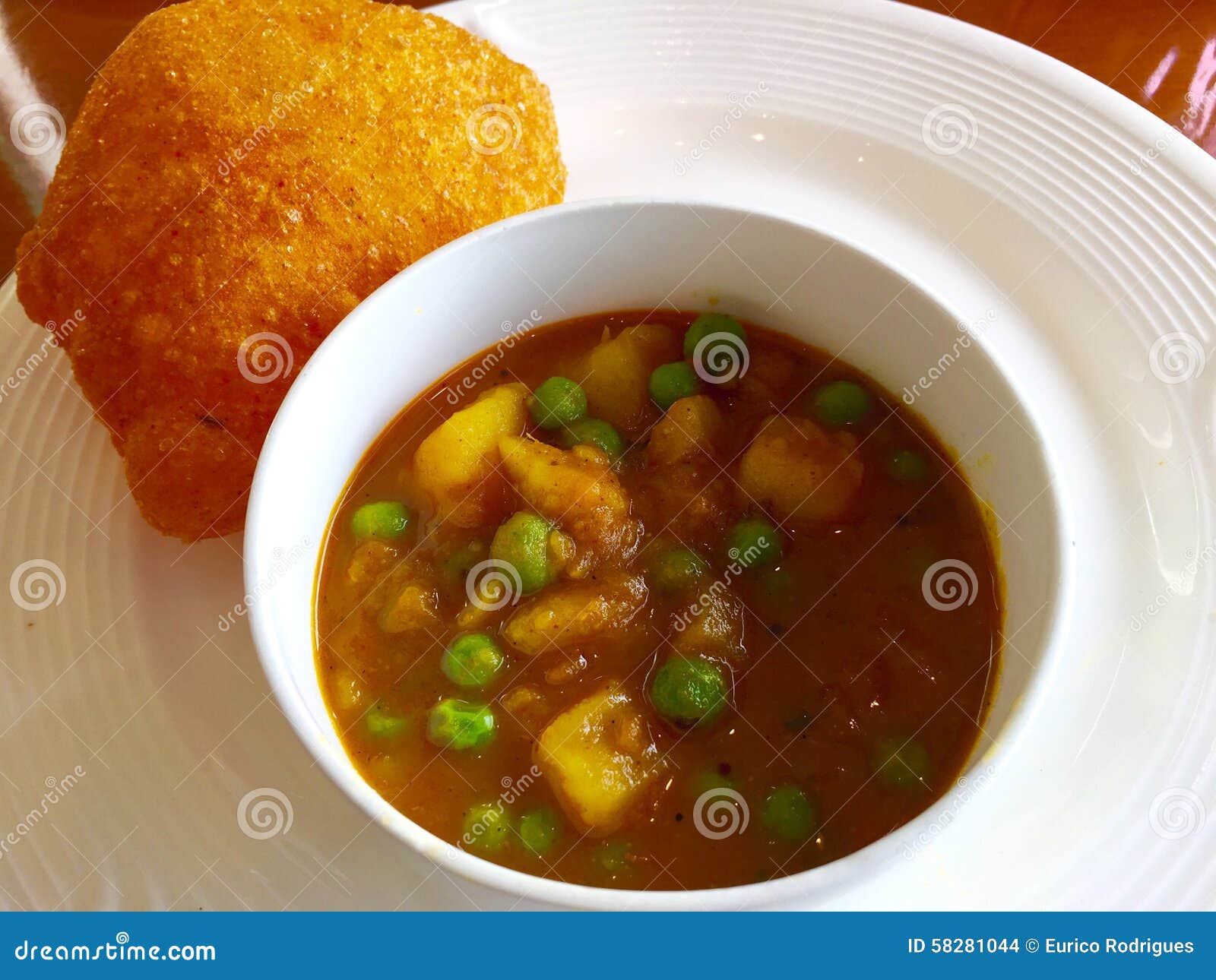 Indian Food - Aloo Mutter & Bedmi Puri Stock Photo - Image of breakfast ...