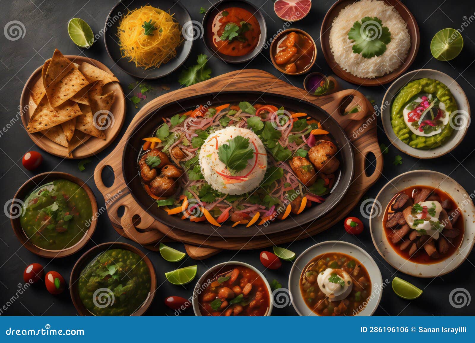 Indian Food on a Black Background. Top View of Indian Food Stock Photo ...