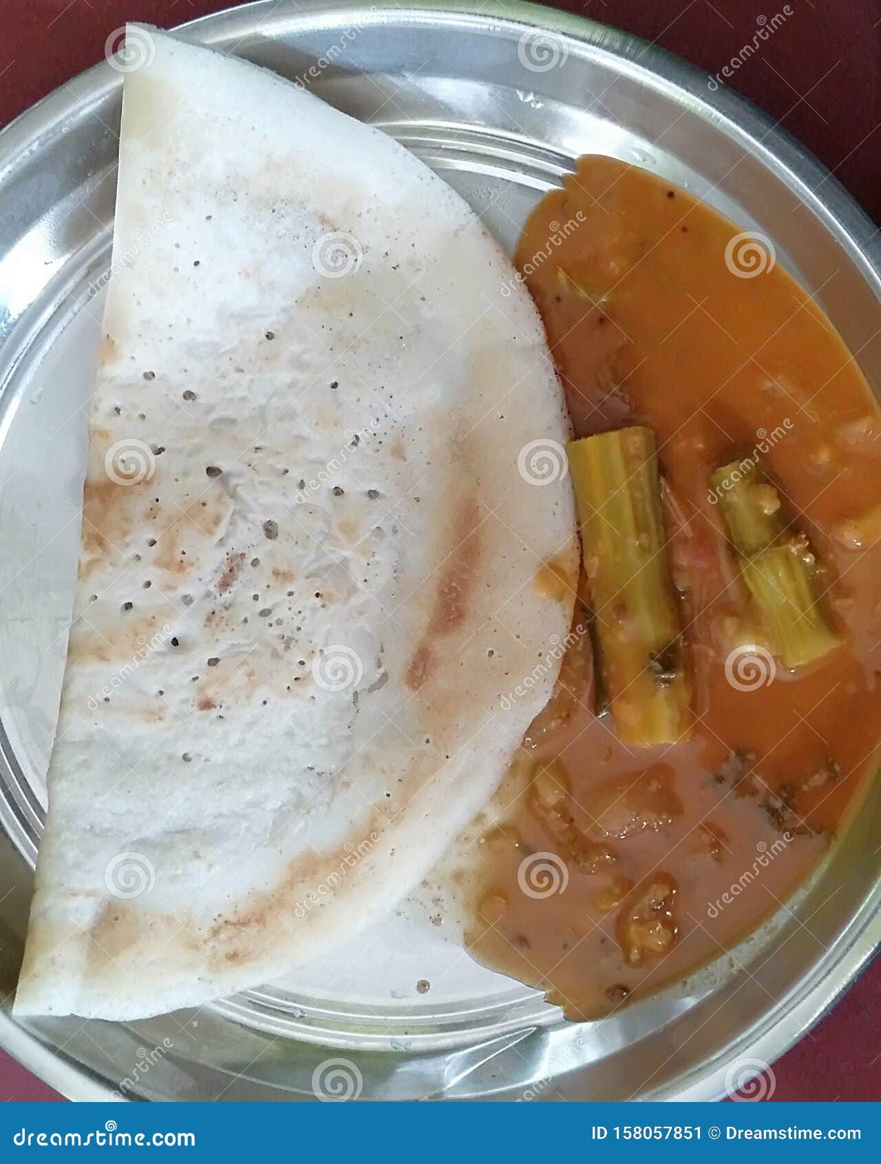 Dosa With Sambar And Dal In White Background For Indian Dinner Or ...