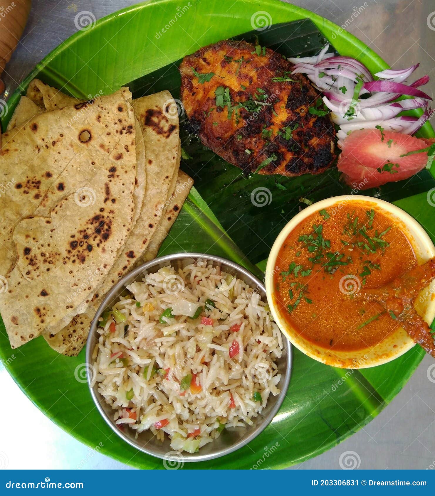 Indian Food with Fish and Fish Curry Stock Image - Image of seafood ...