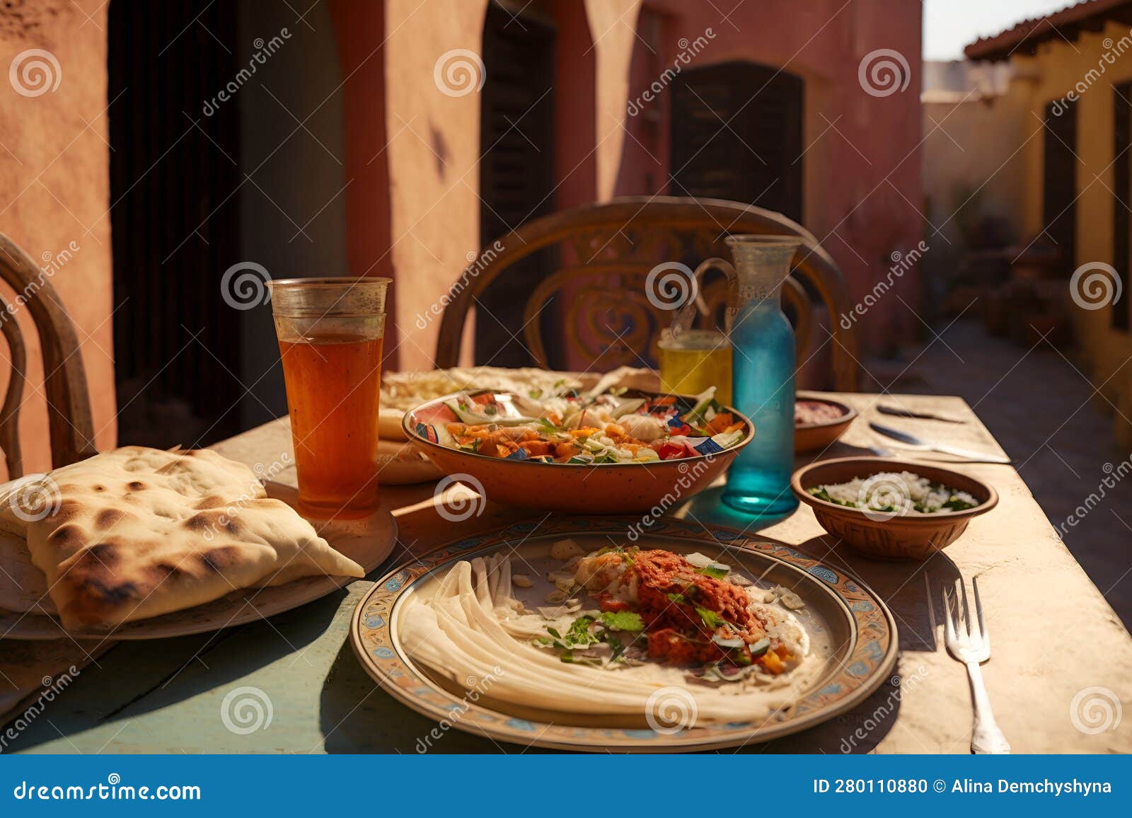 Indian Food in the Restaurant on the Summer Terrace, Generative AI 1 ...