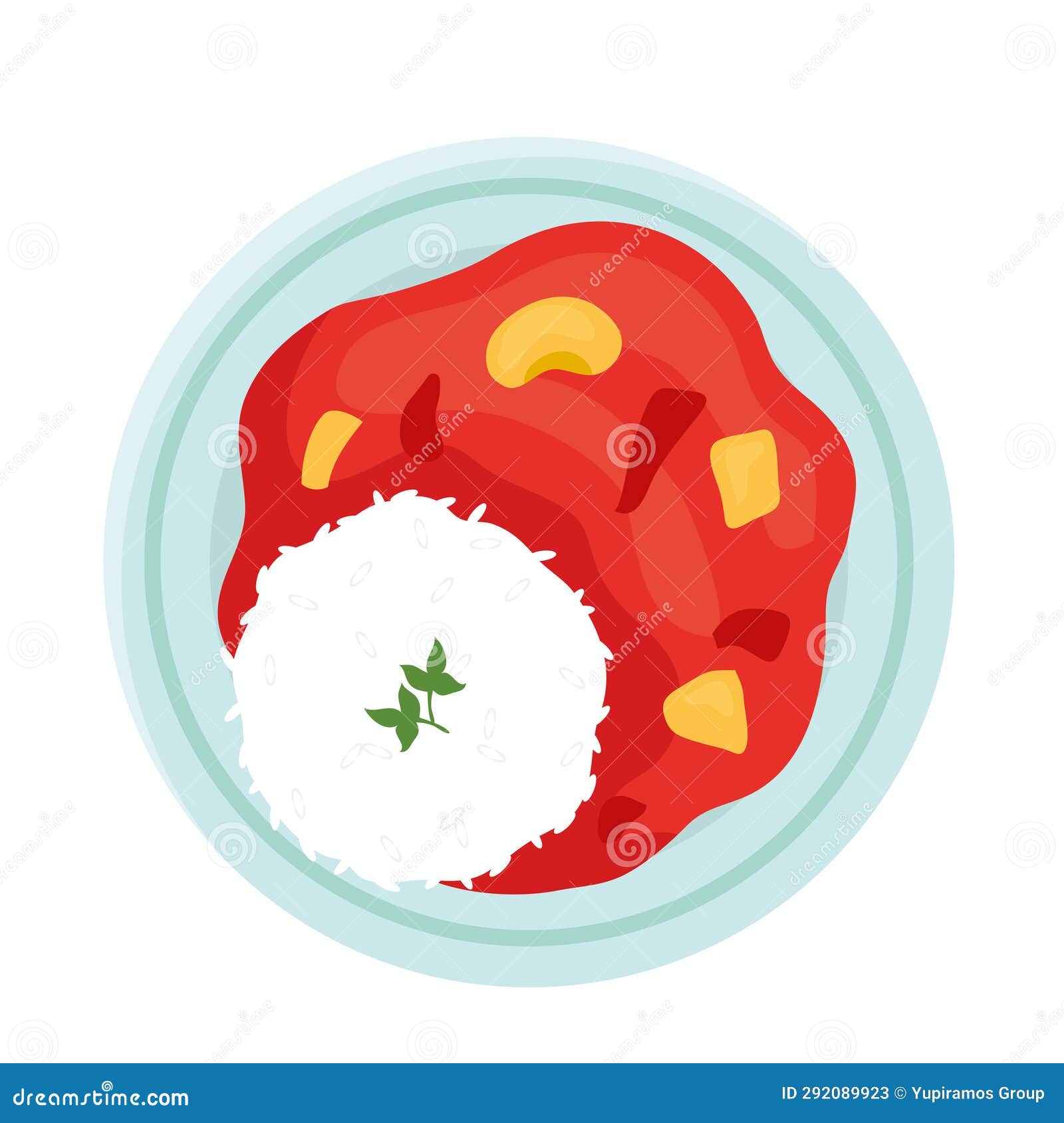 Indian Food Rice with Curry Stock Illustration - Illustration of india ...