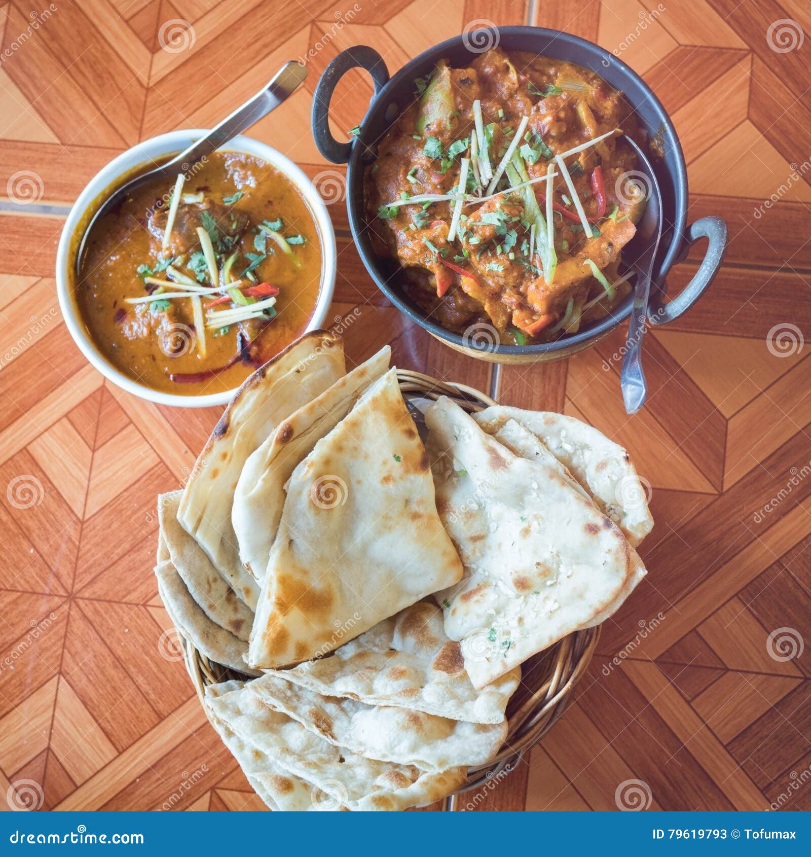 Indian food on the table stock image. Image of naan, cuisine - 79619793