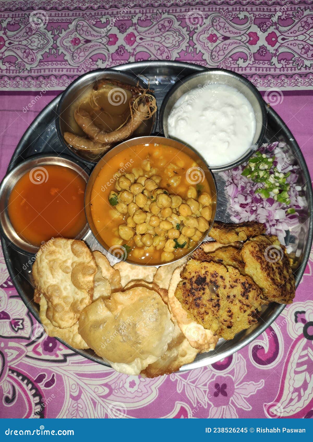 Indian Food Thali Chat Dish Stock Image - Image of indian, fish: 238526245