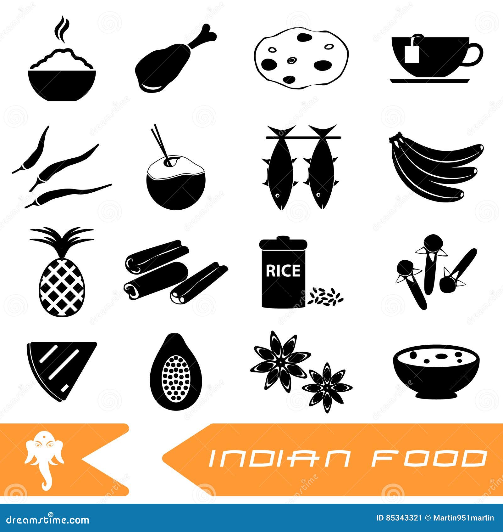 Indian Food Theme Set of Simple Icons Red Seamless Pattern Eps10 Stock ...