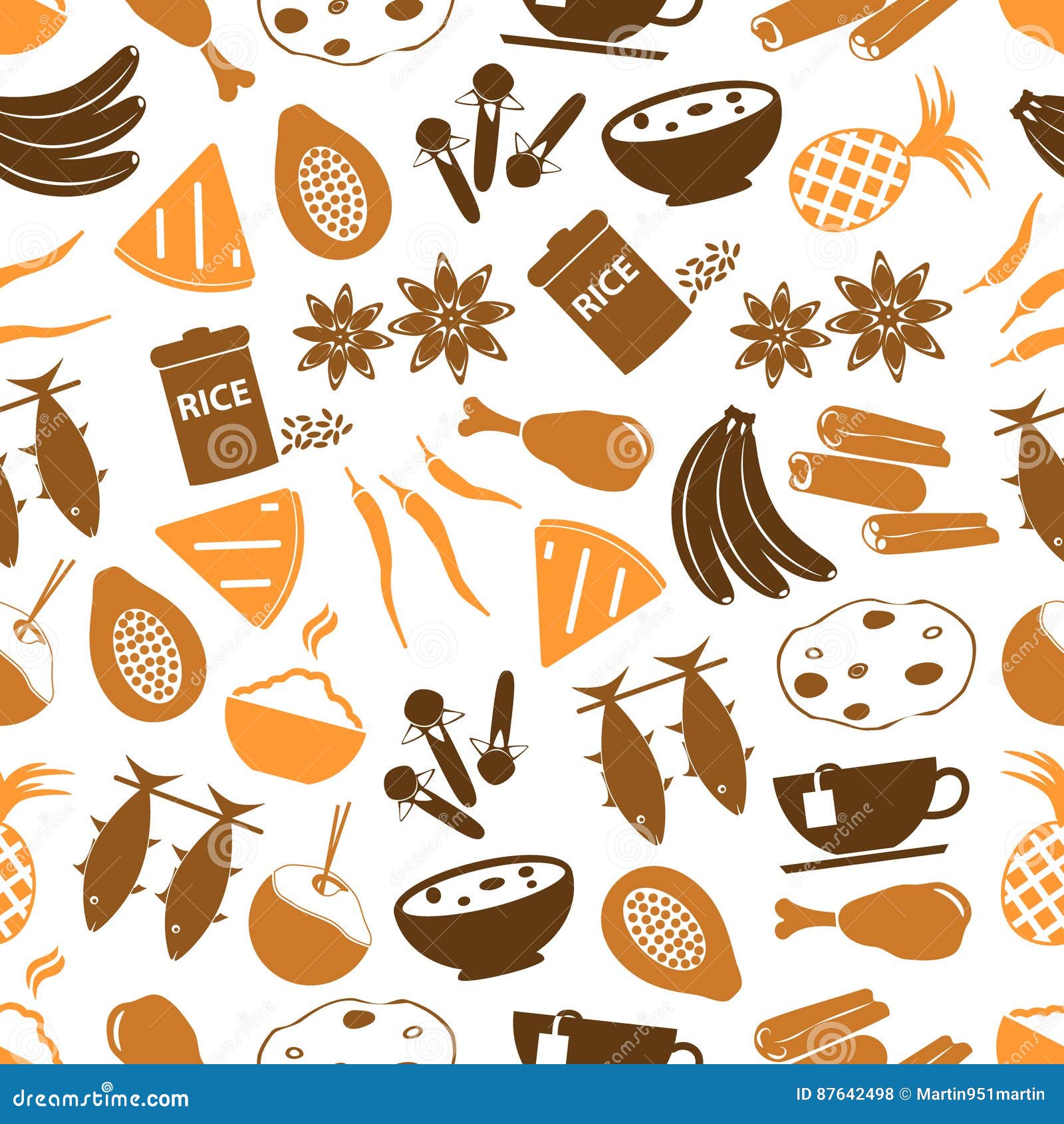 Indian Food Theme Set of Simple Icons Seamless Pattern Eps10 Stock ...