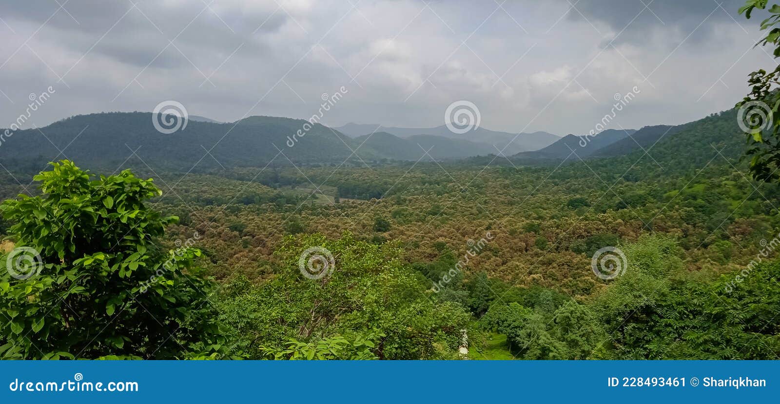 Indian Forest Landscape, Hills in the Background with Cloudy Sky Stock ...
