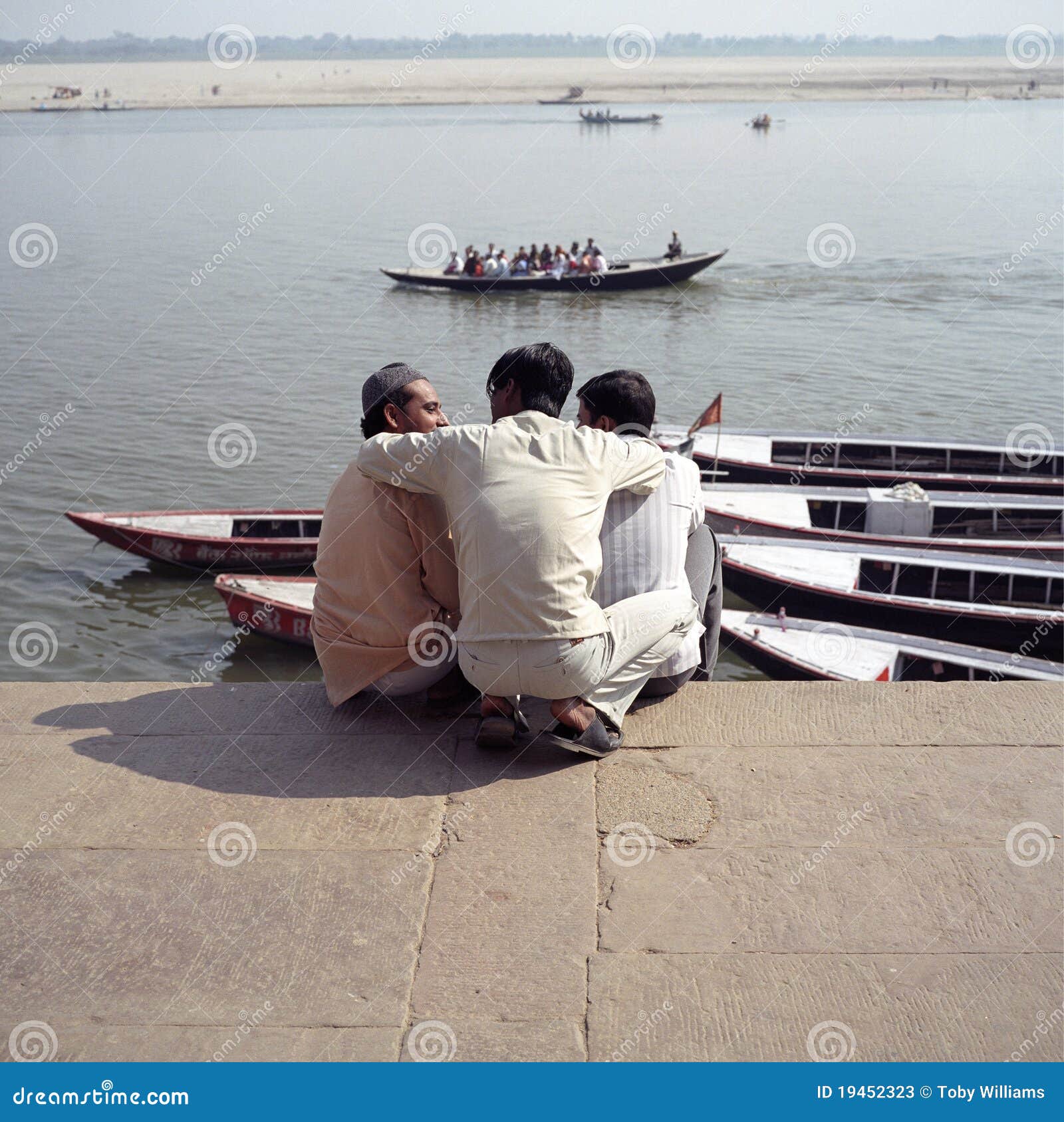 Varanasi, India, Indian Friends by the Ganges River Editorial Stock ...