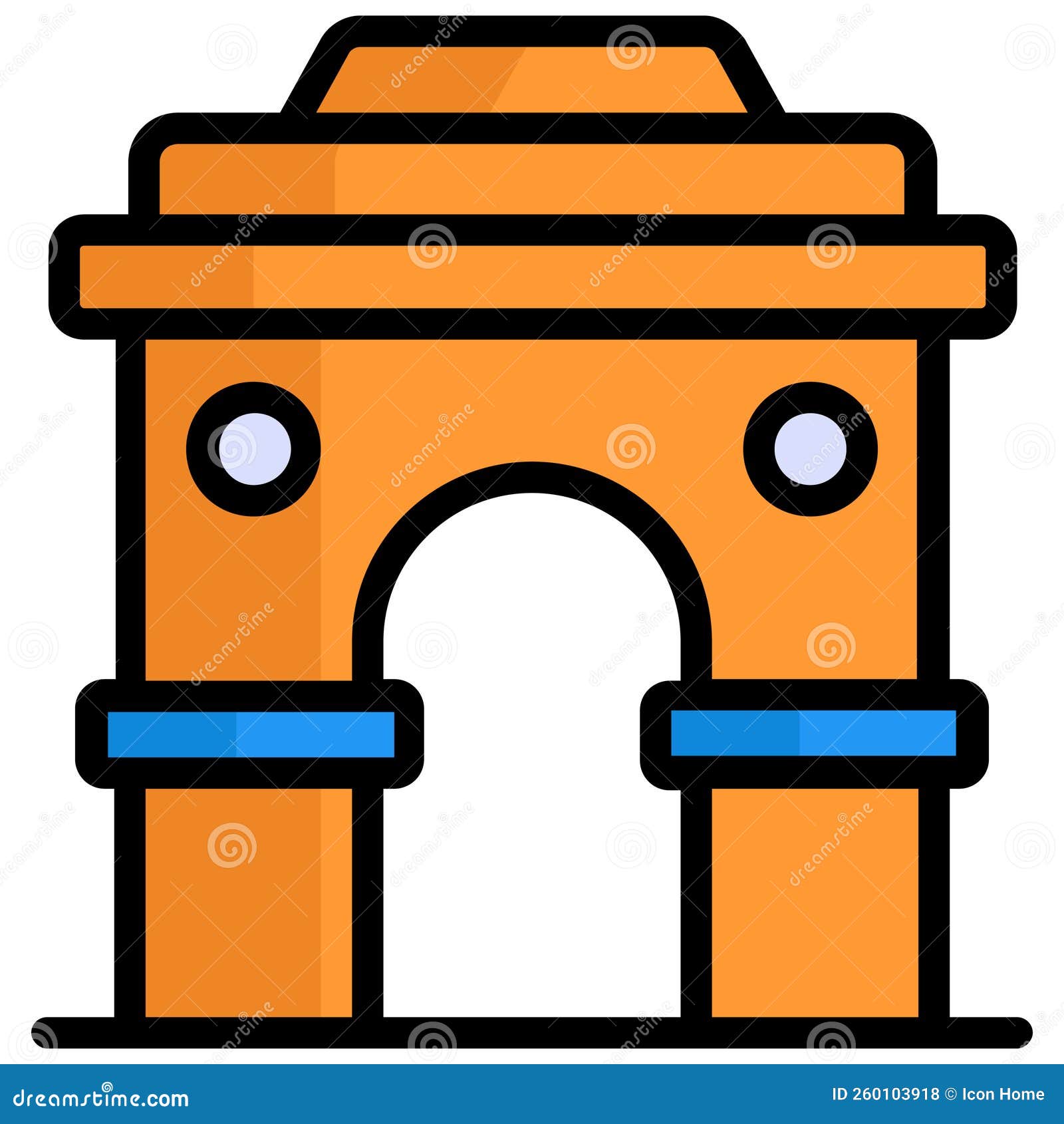 Indian Gate Colored Line Icon Stock Vector - Illustration of colored ...