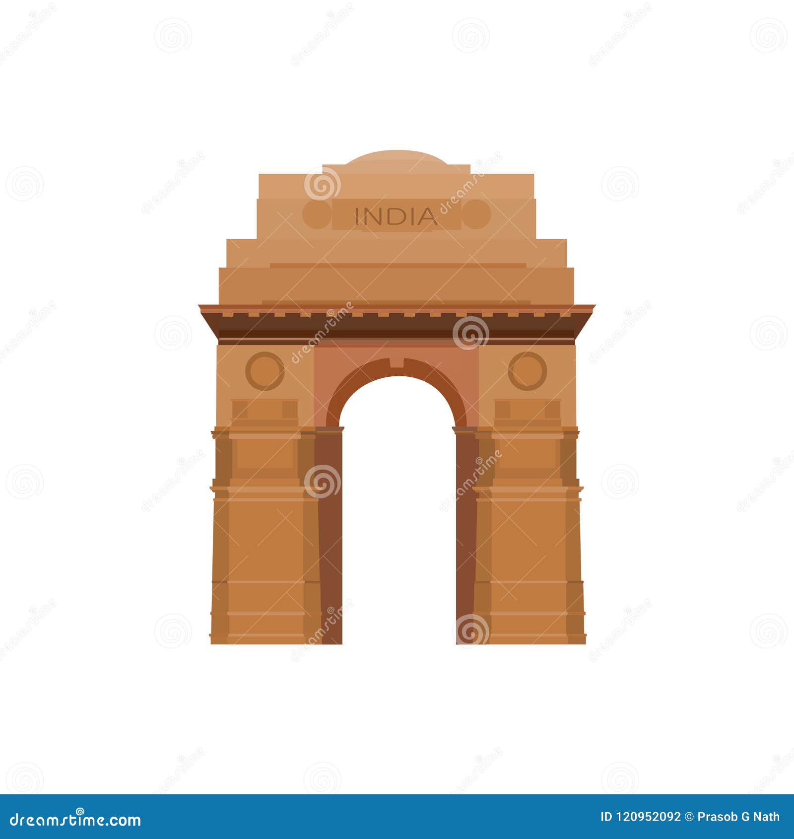 Indian Gate Straight View Vector Illustrations Isolated In White ...