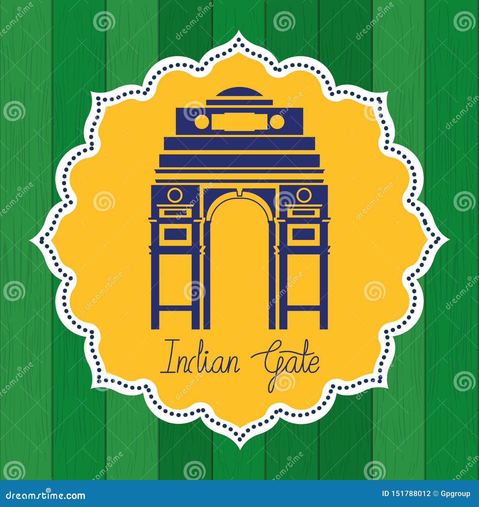 Indian Gate Straight View Vector Illustrations Isolated In White ...