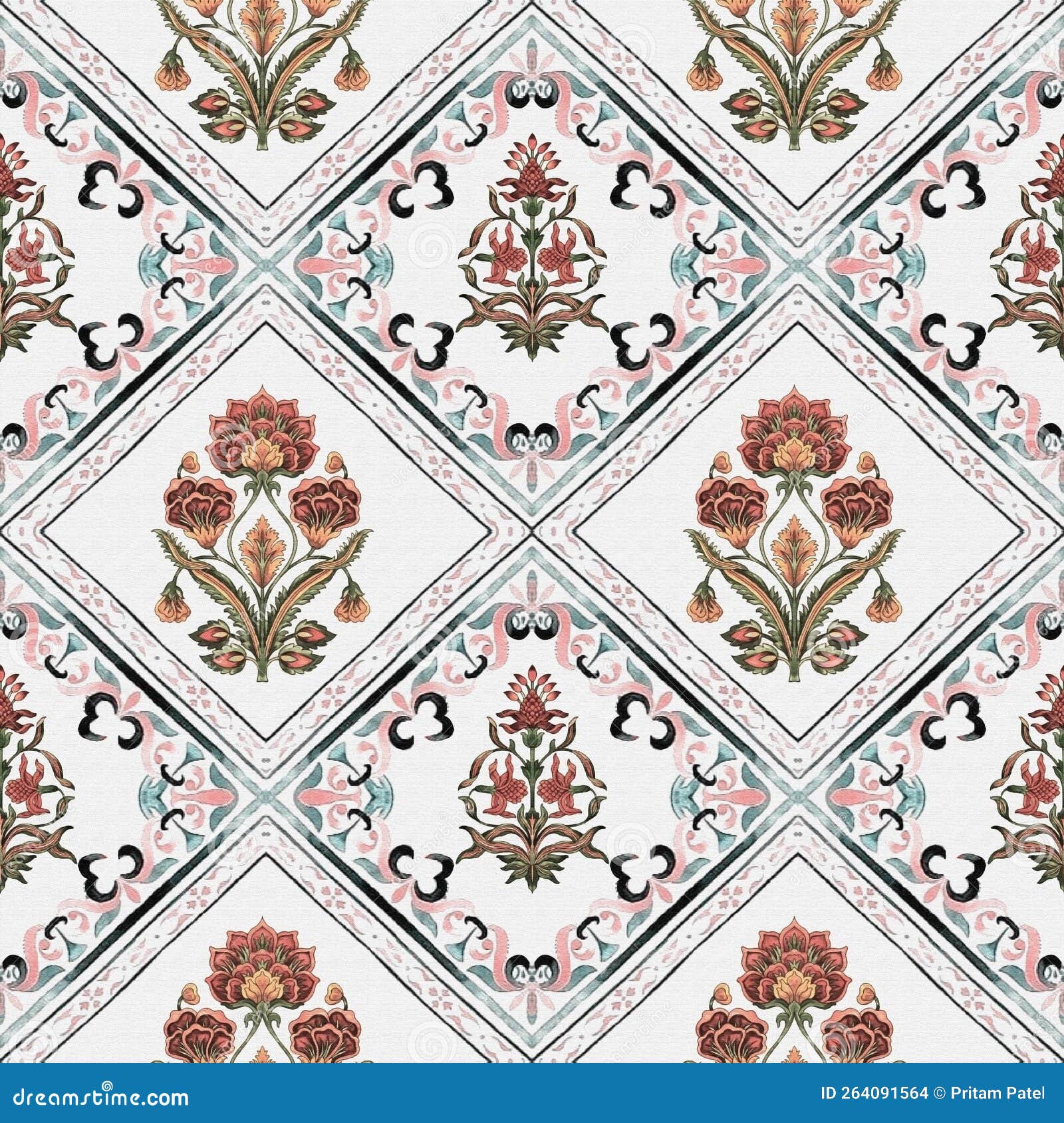 Indian Geometric Mughal Seamless Pattern Stock Photo - Image of circle ...