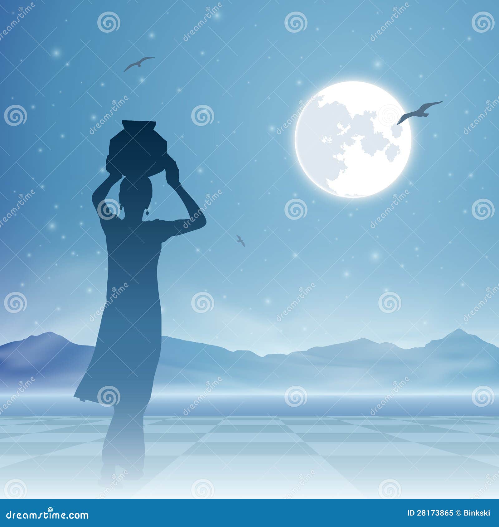 Indian Girl stock vector. Illustration of stars, silhouette - 28173865