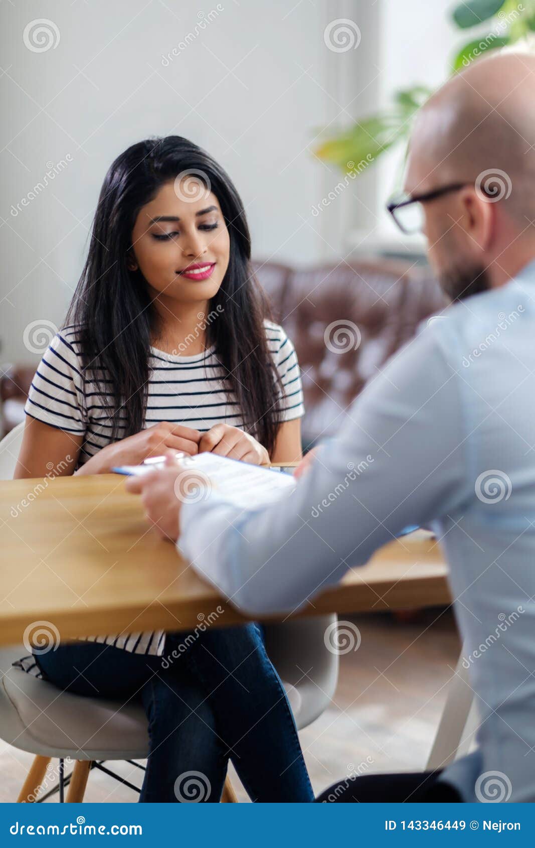 Indian Girl Attending Job Interview Stock Image - Image of black ...