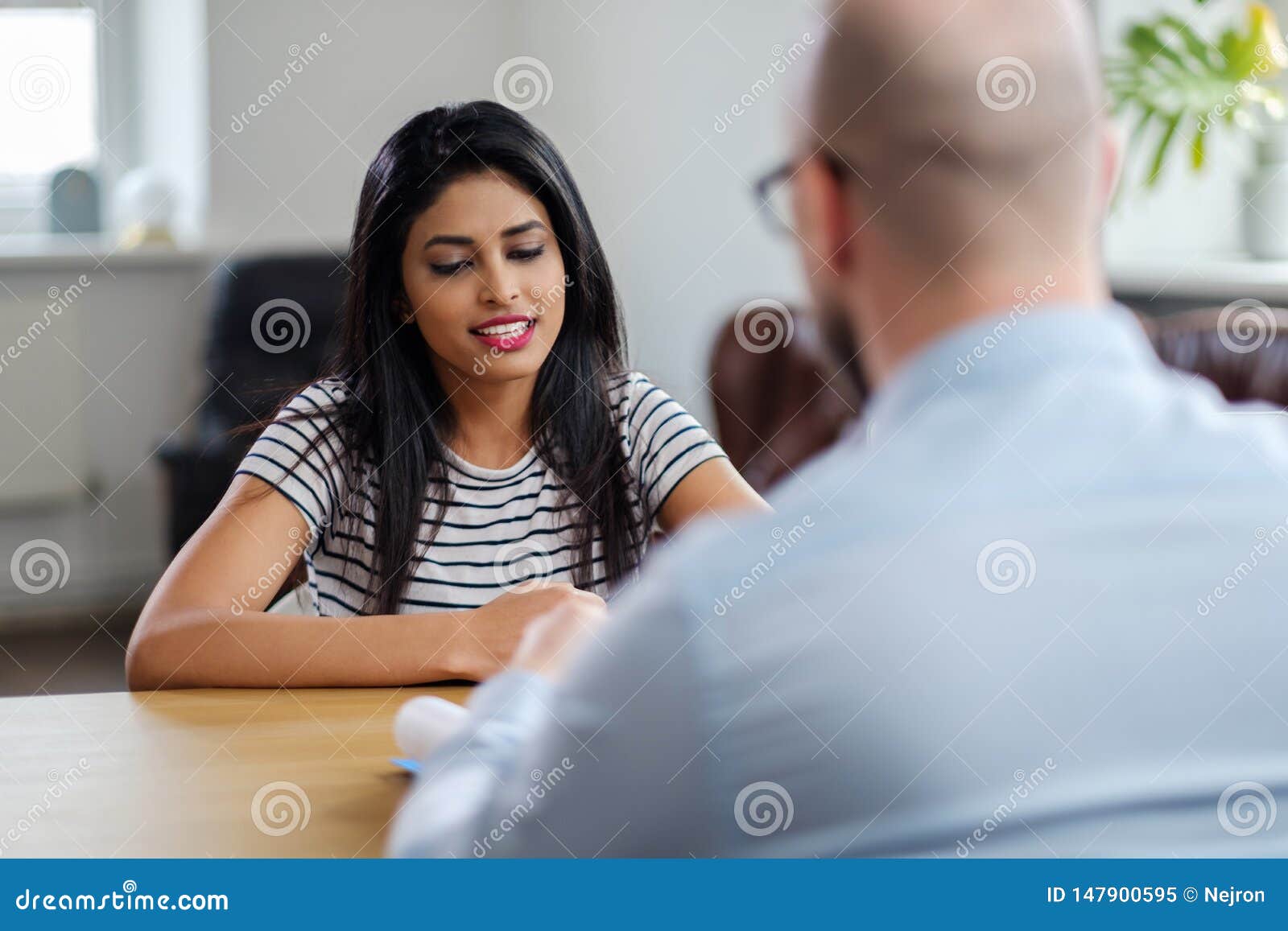 Indian Girl Attending Job Interview Stock Image - Image of businessman ...