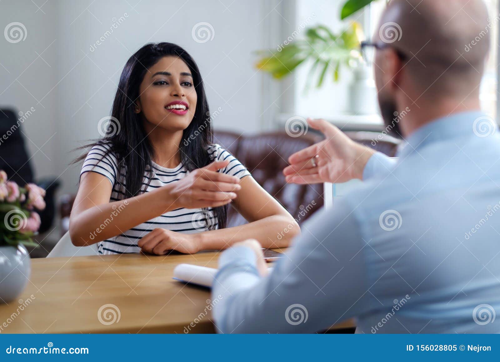 Indian Girl Attending Job Interview Stock Image - Image of indian ...