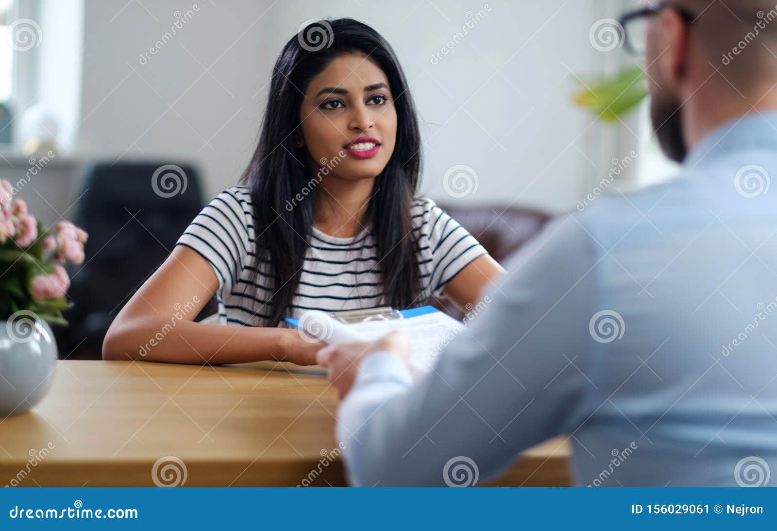 Indian Girl Attending Job Interview Stock Image - Image of employee ...