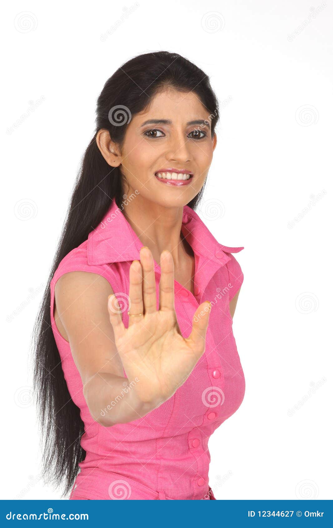 Indian Girl in Avoiding Action Stock Image - Image of loose, longhair ...