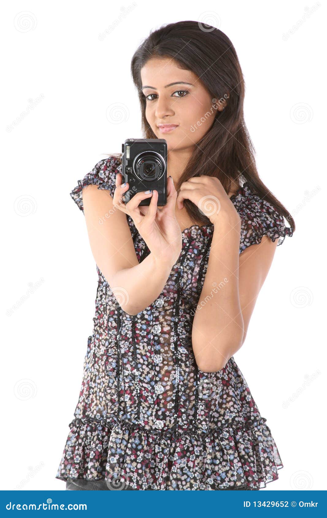 Indian Girl with the Camera Stock Photo - Image of isolated, people ...
