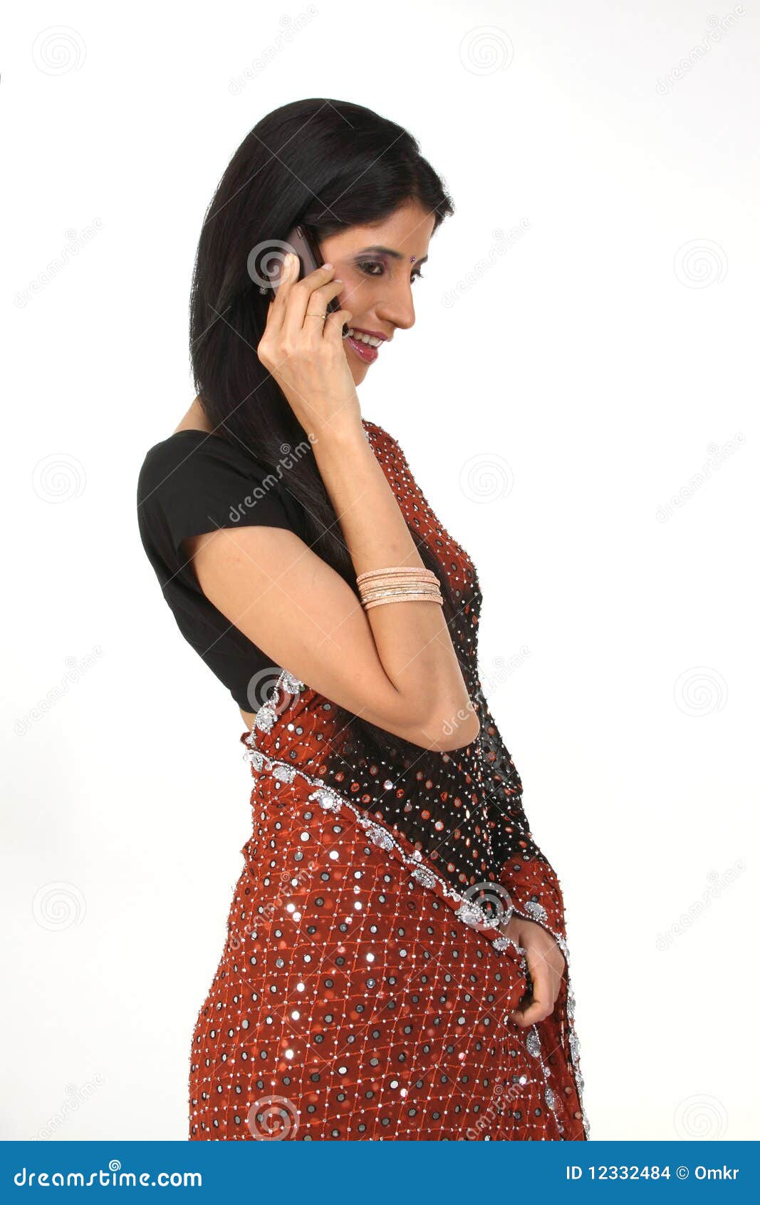 Indian girl with cell stock photo. Image of girl, india - 12332484