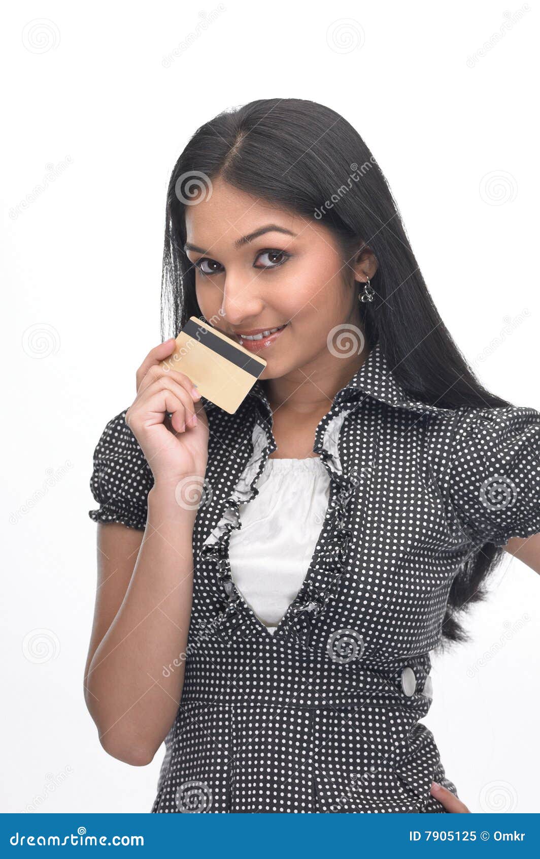 Indian Girl with Credit-card Stock Image - Image of clothes, designed ...