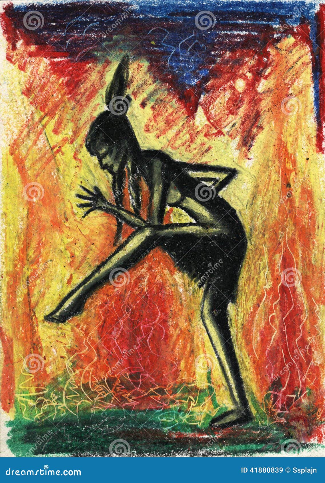 Indian Girl Dancing in Front of Fire Stock Illustration - Illustration ...