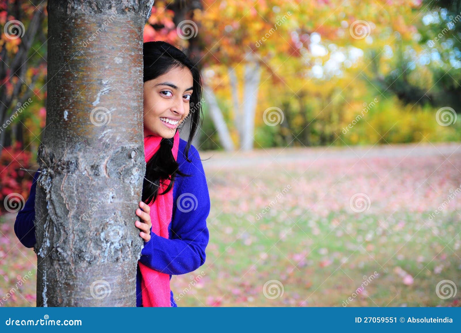 Indian Girl in Fall Season stock image. Image of enjoy - 27059551