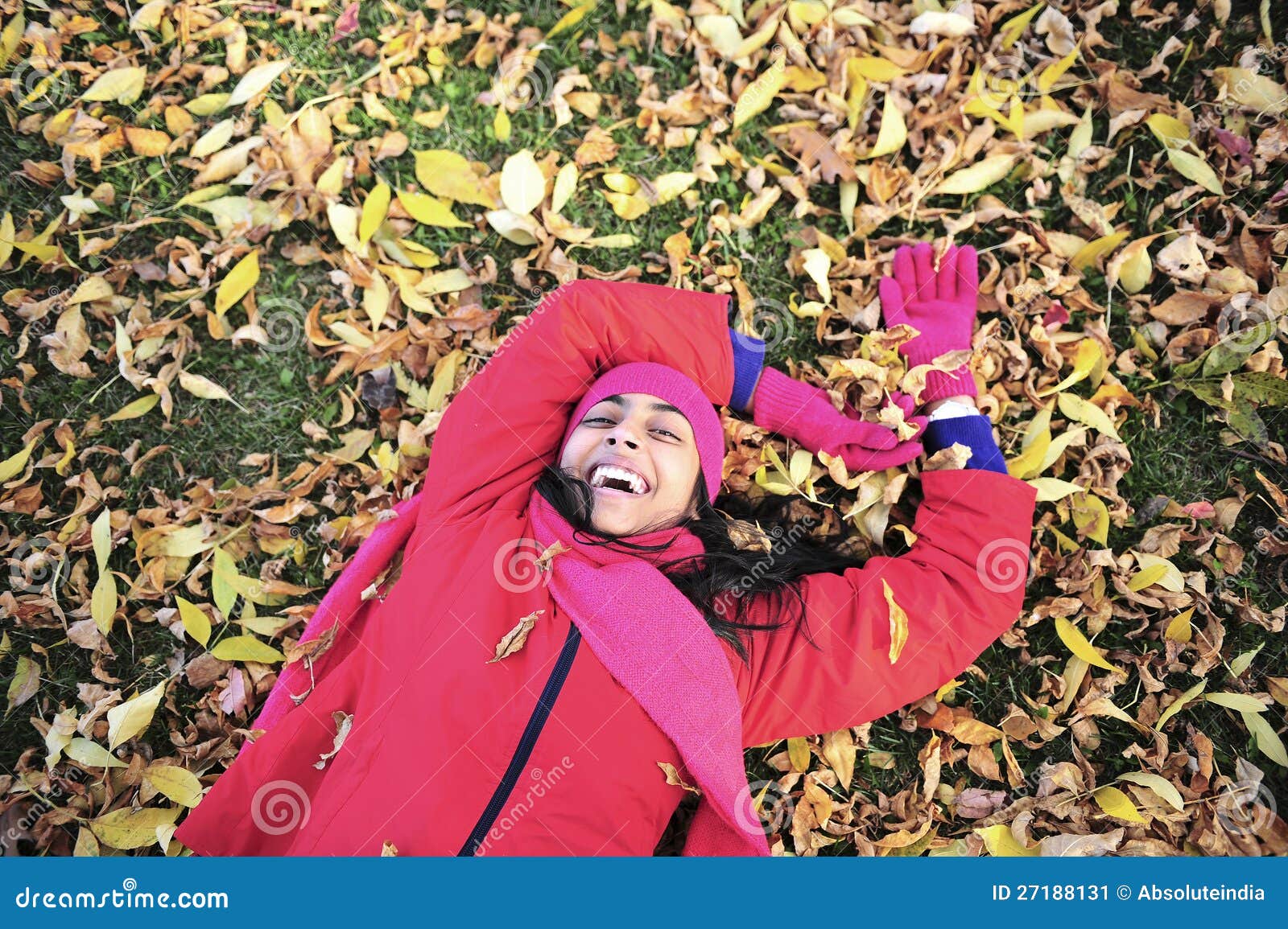 Indian Girl in Fall Season stock image. Image of park - 27188131