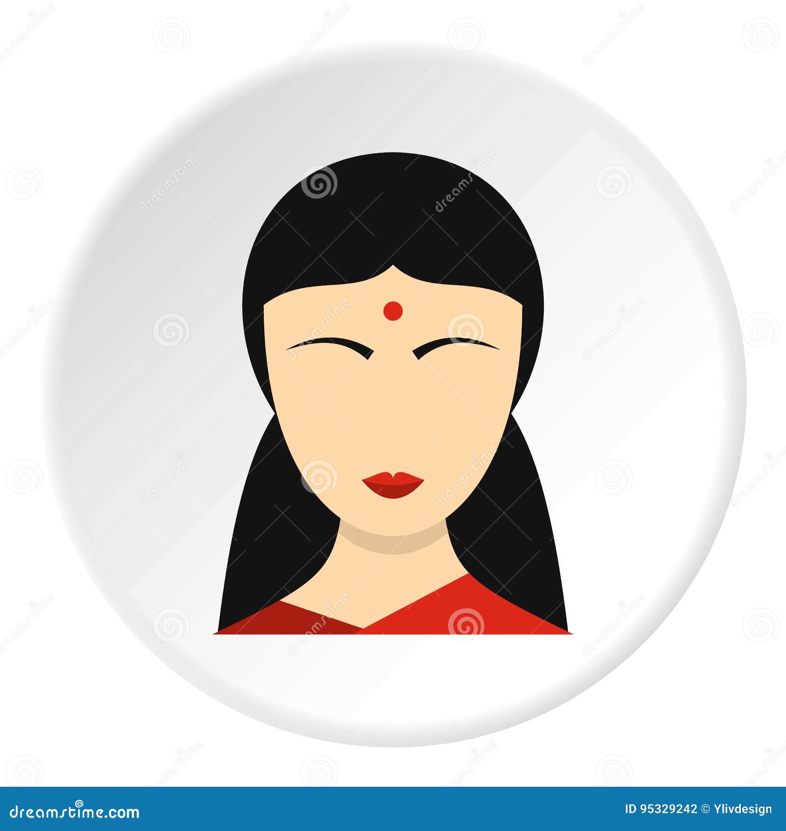 Indian girl icon circle stock vector. Illustration of lady - 95329242