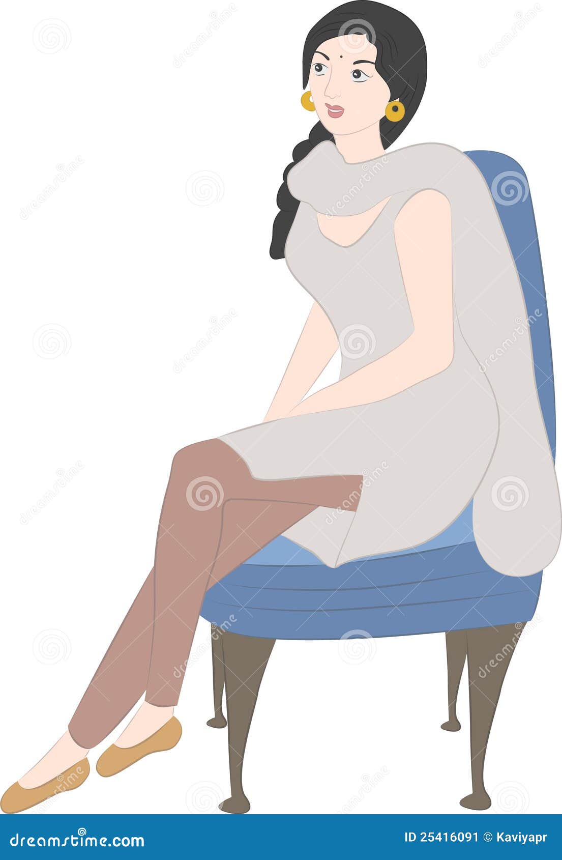 Indian Girl sitting stock illustration. Illustration of india - 25416091