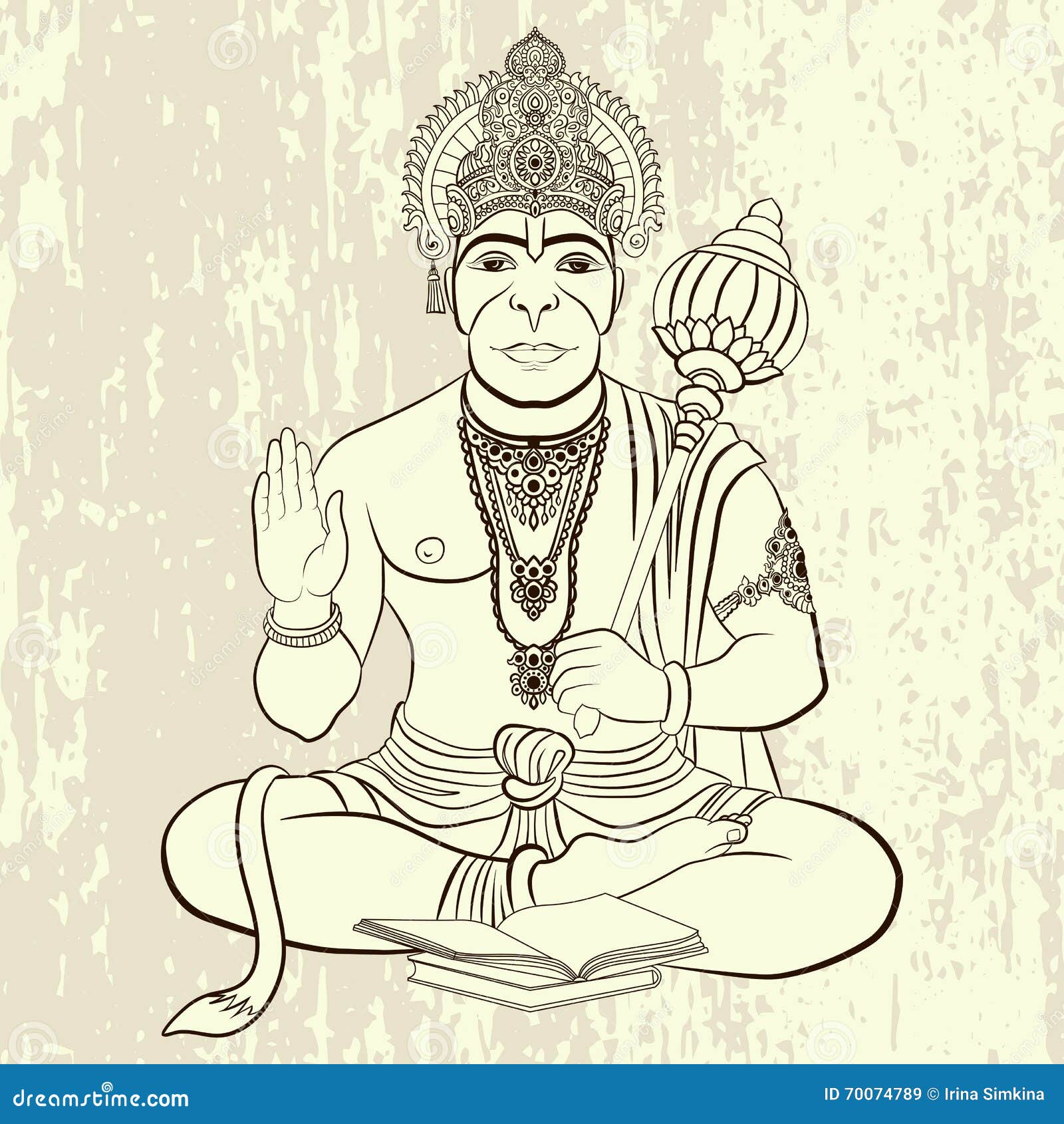 Hanuman Face Mask In Thai Culture Dancing Drawing Isolated Vector ...