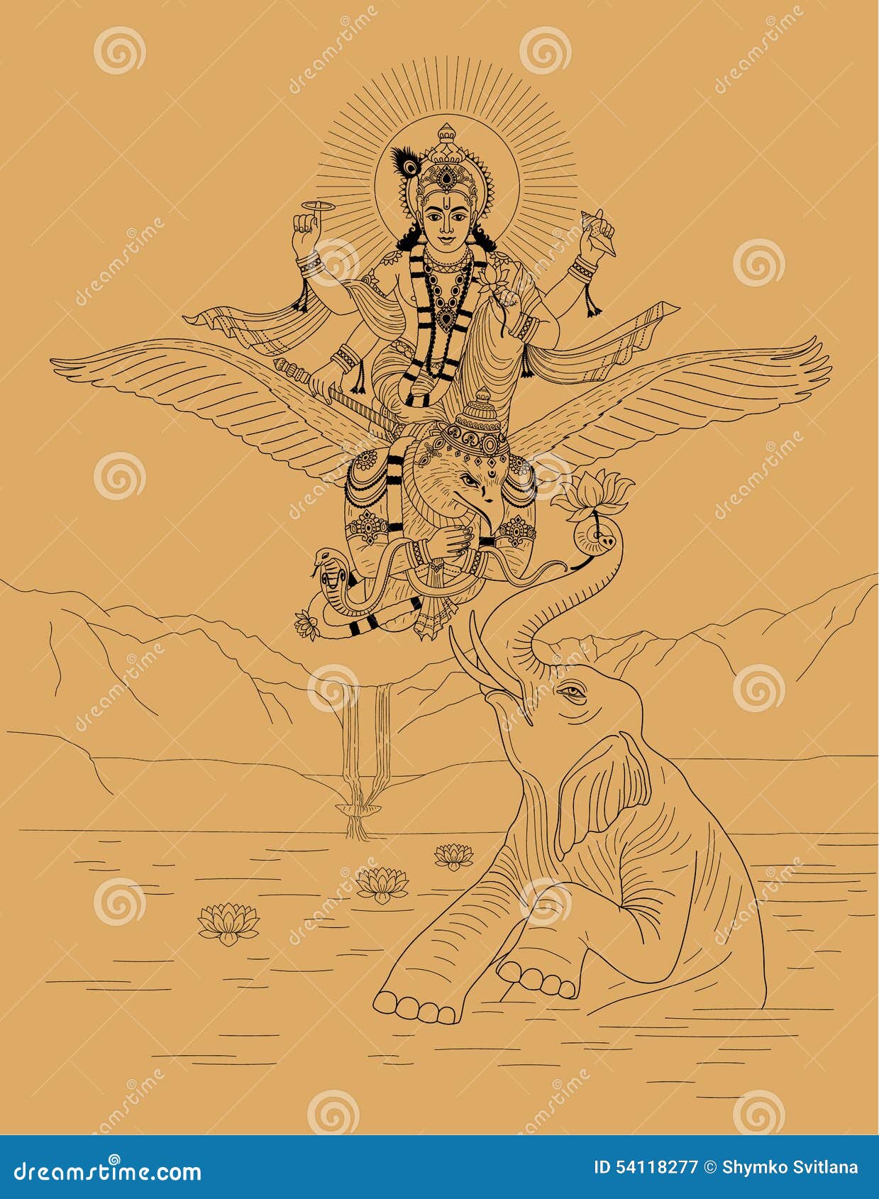 Indian god stock vector. Illustration of crowns, ocean - 54118277