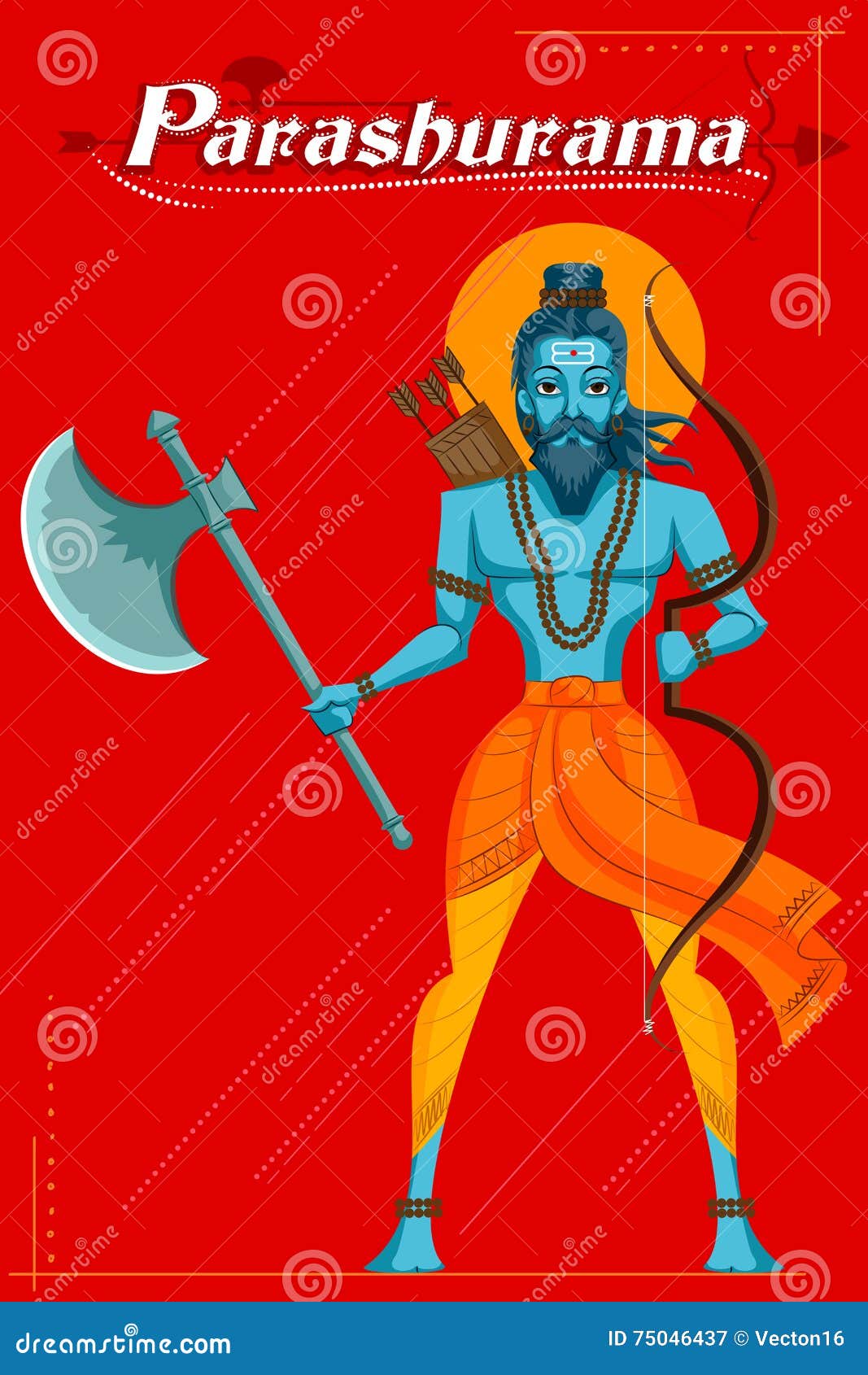 Indian God Parashurama In Sketchy Look Vector Illustration ...