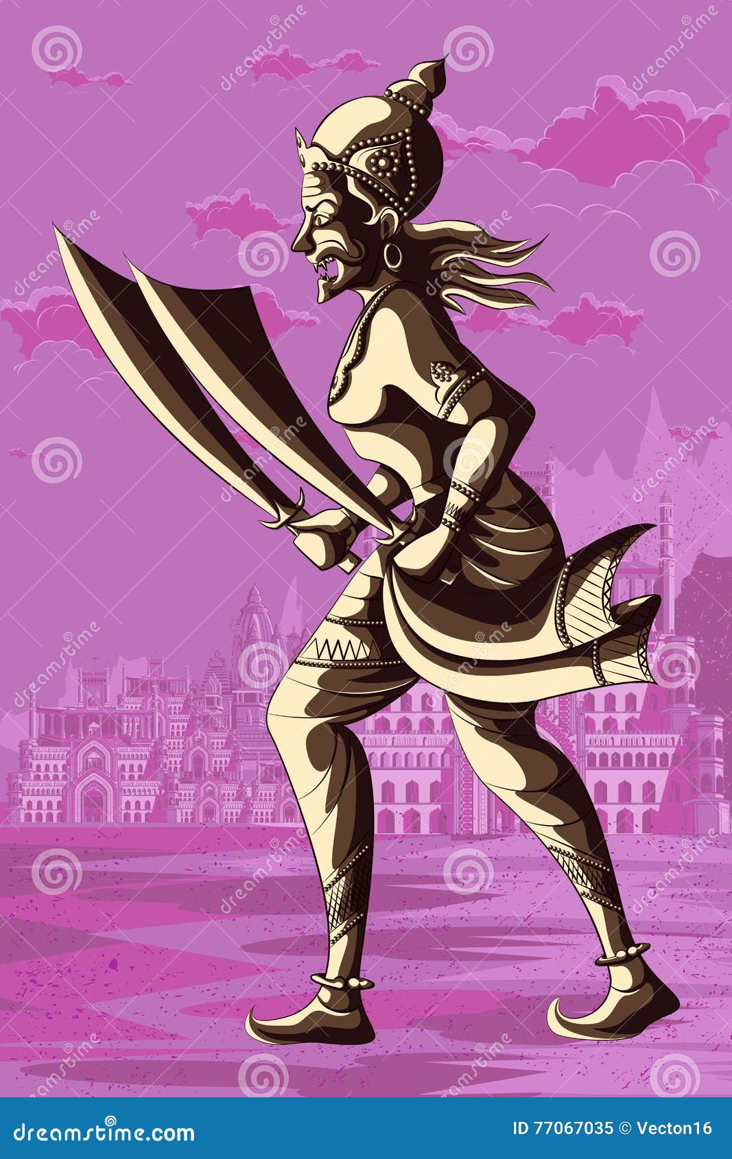 Indian God Ravana with Sword Stock Vector - Illustration of culture ...