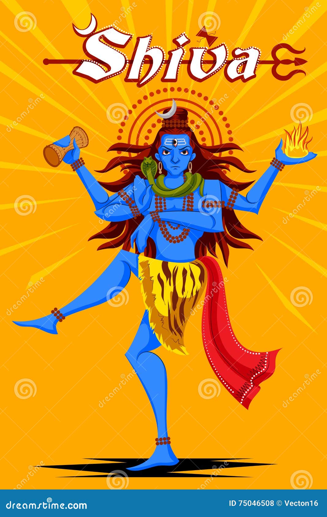 Indian God Shiva Dancing in Nataraja Pose Stock Vector - Illustration ...