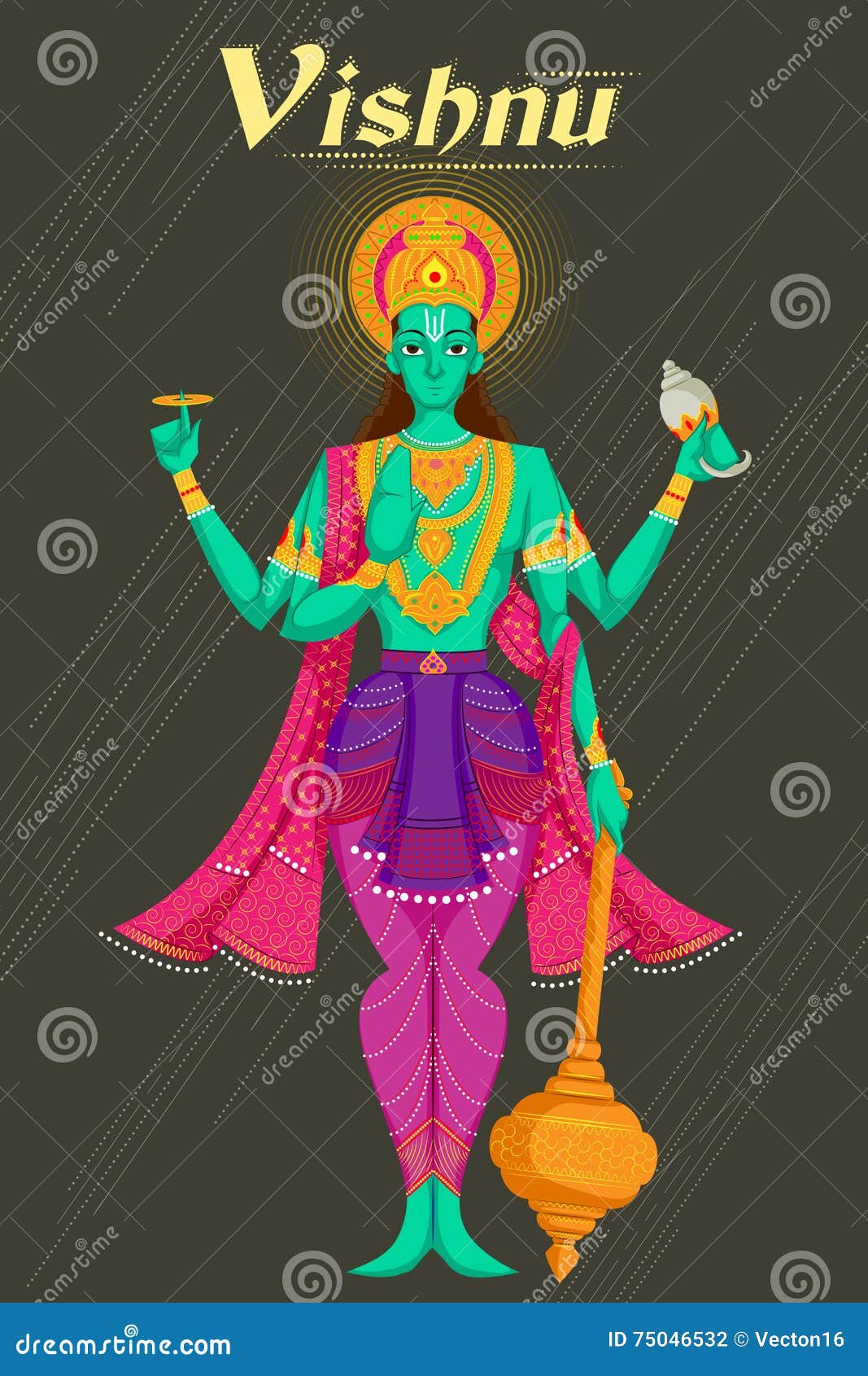 Indian God Vishnu Giving Blessing Stock Vector - Illustration of ...