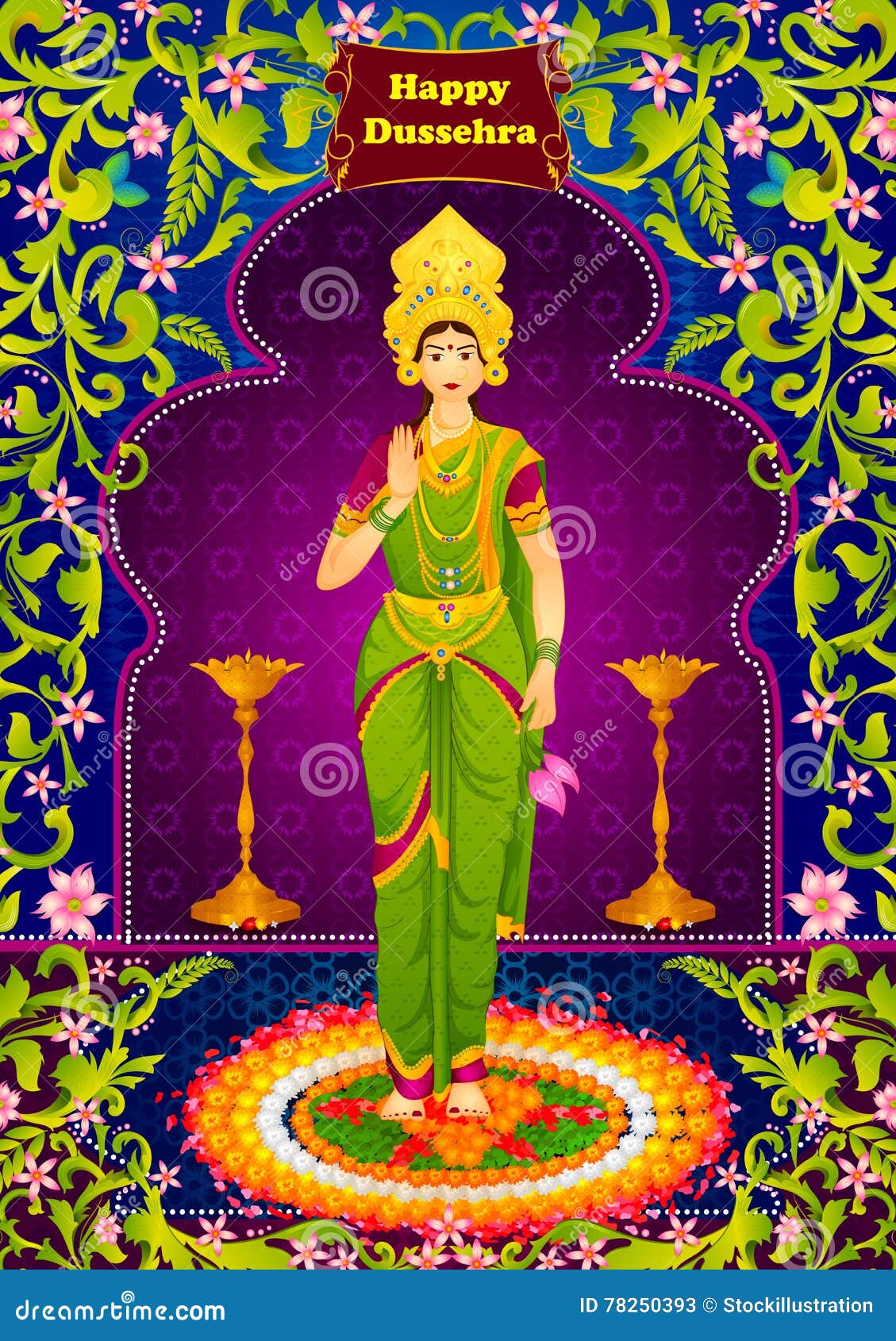 Indian Goddeess Lakshmi Giving Blessing Stock Vector - Illustration of ...
